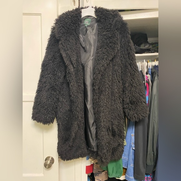 wild fable | Jackets & Coats | Black Faux Fur Long Coat | Poshmark